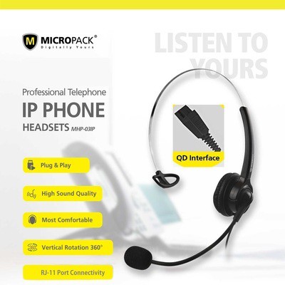 IP Phone Headphone Micropack MHP-03 IP headset with RJ-11 Connector