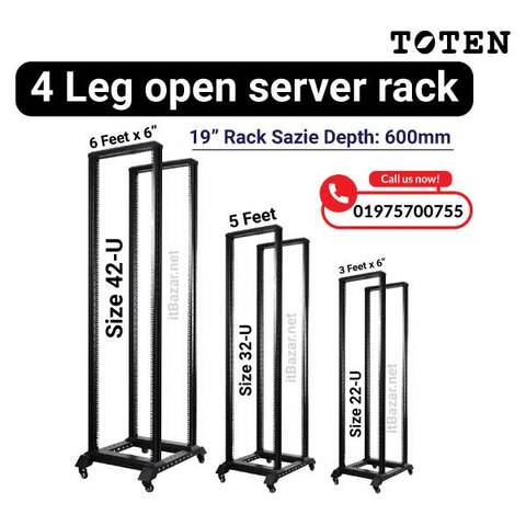 TOTEN 22U Open Frame Server Rack Professional 4-Post