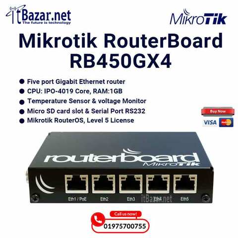 MikroTik RB450Gx4 Router Board 5Giga Ether Port