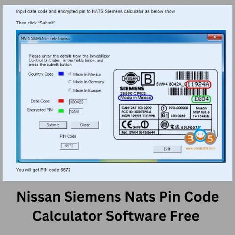 Nissan Siemens ECU Nats Pin Code Calculator-Software Free Download